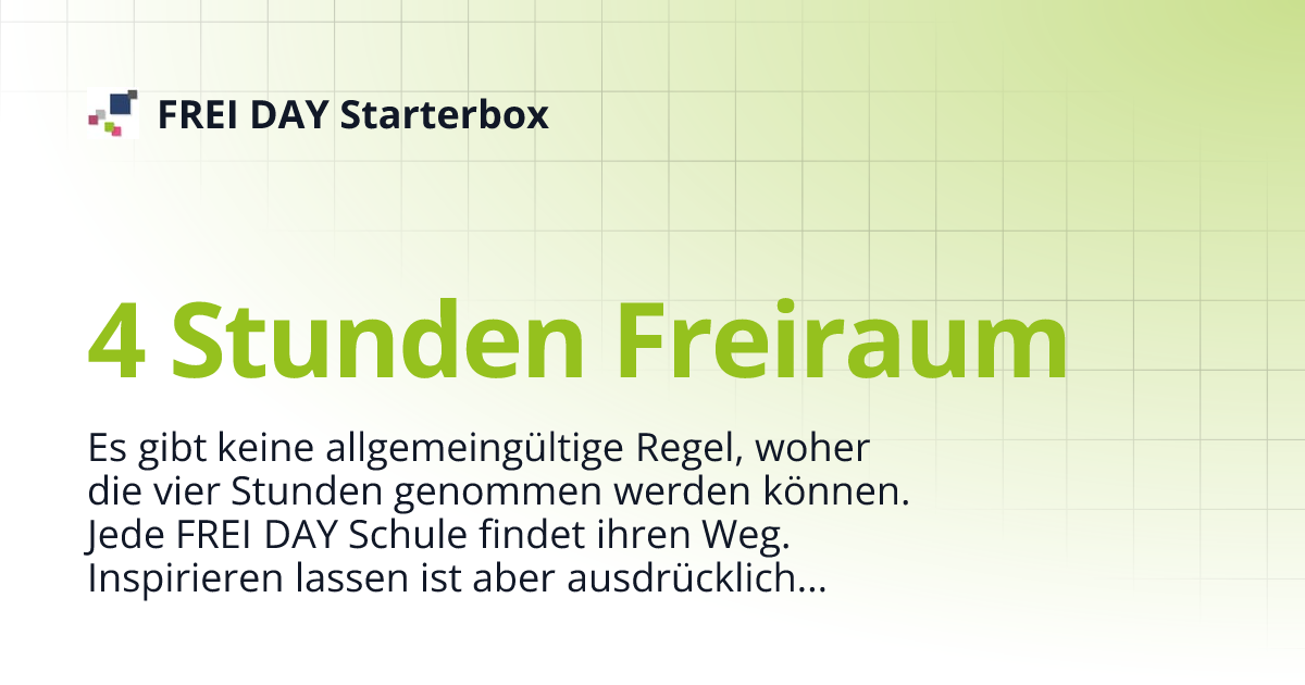 4 Stunden Freiraum | FREI DAY Starterbox