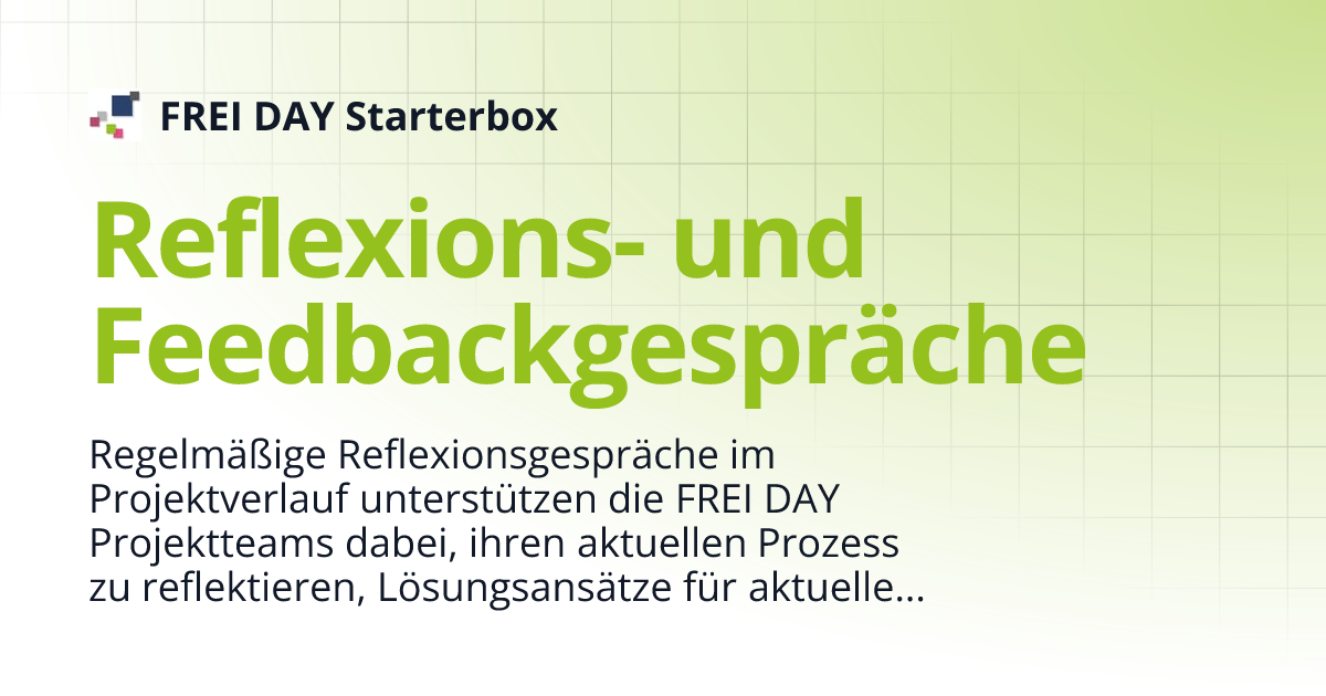 Reflexions- und Feedbackgespräche | FREI DAY Starterbox